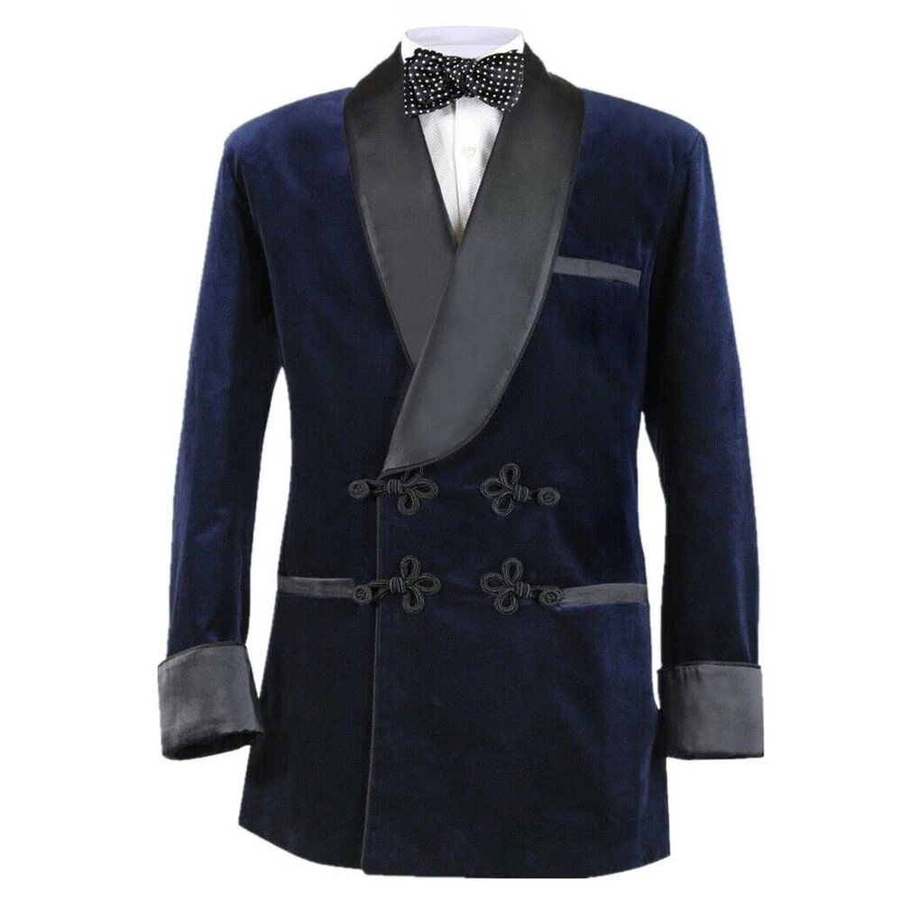 Navy Blue Smoking Jacket