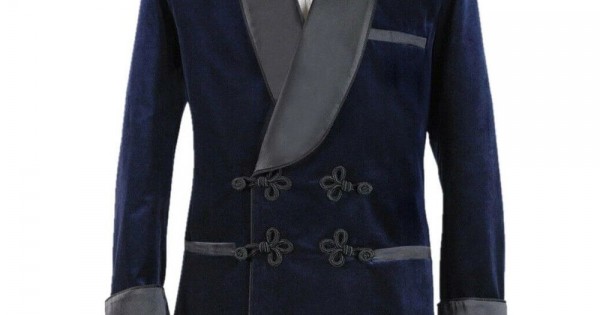Navy Blue Smoking Jacket